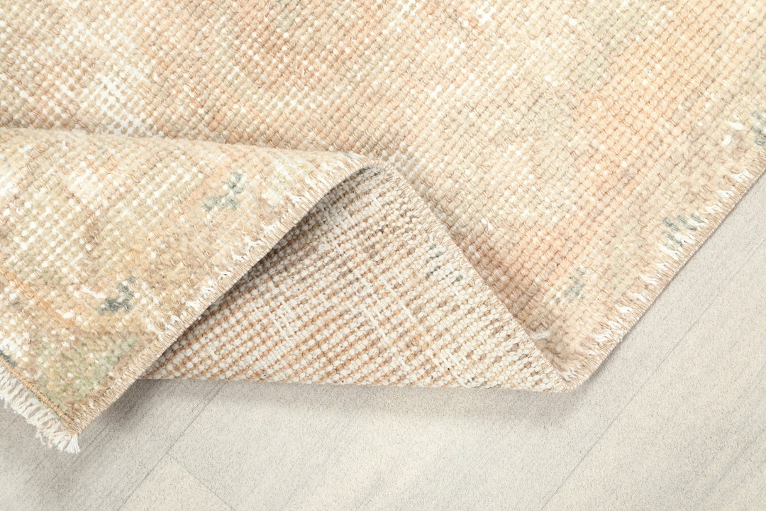 1x3 Orange Beige Turkish Mat, Welcome Mat, Turkish Rug, 1x3 Turkish ...