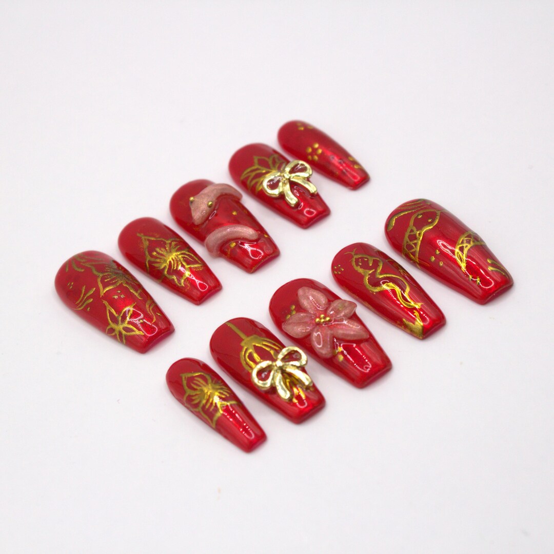 Year of the Snake | Handmade Press-on Nails | Made to Order | Custom - Etsy