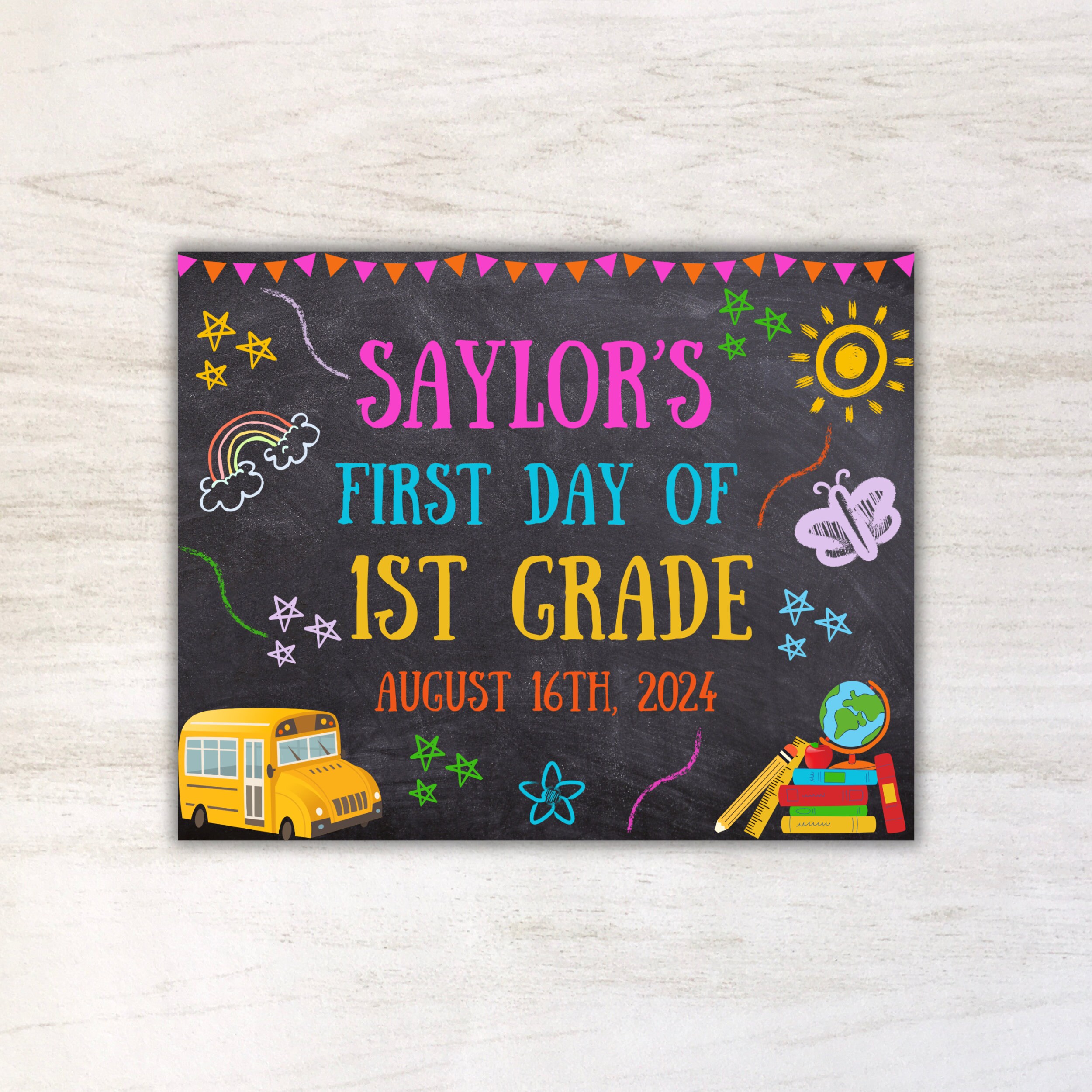 First Day of School Sign for First Day of School Poster Boy and Girl ...