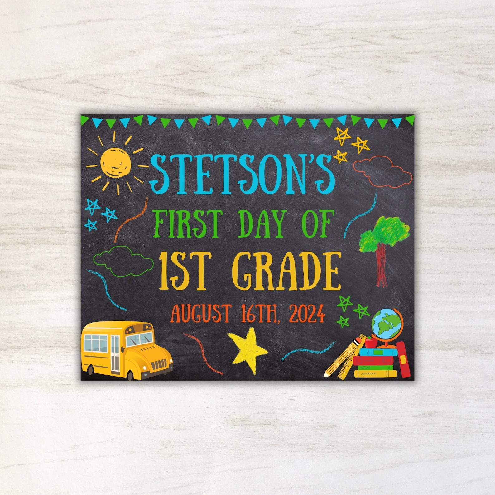 First Day of School Sign for First Day of School Poster Boy and Girl ...