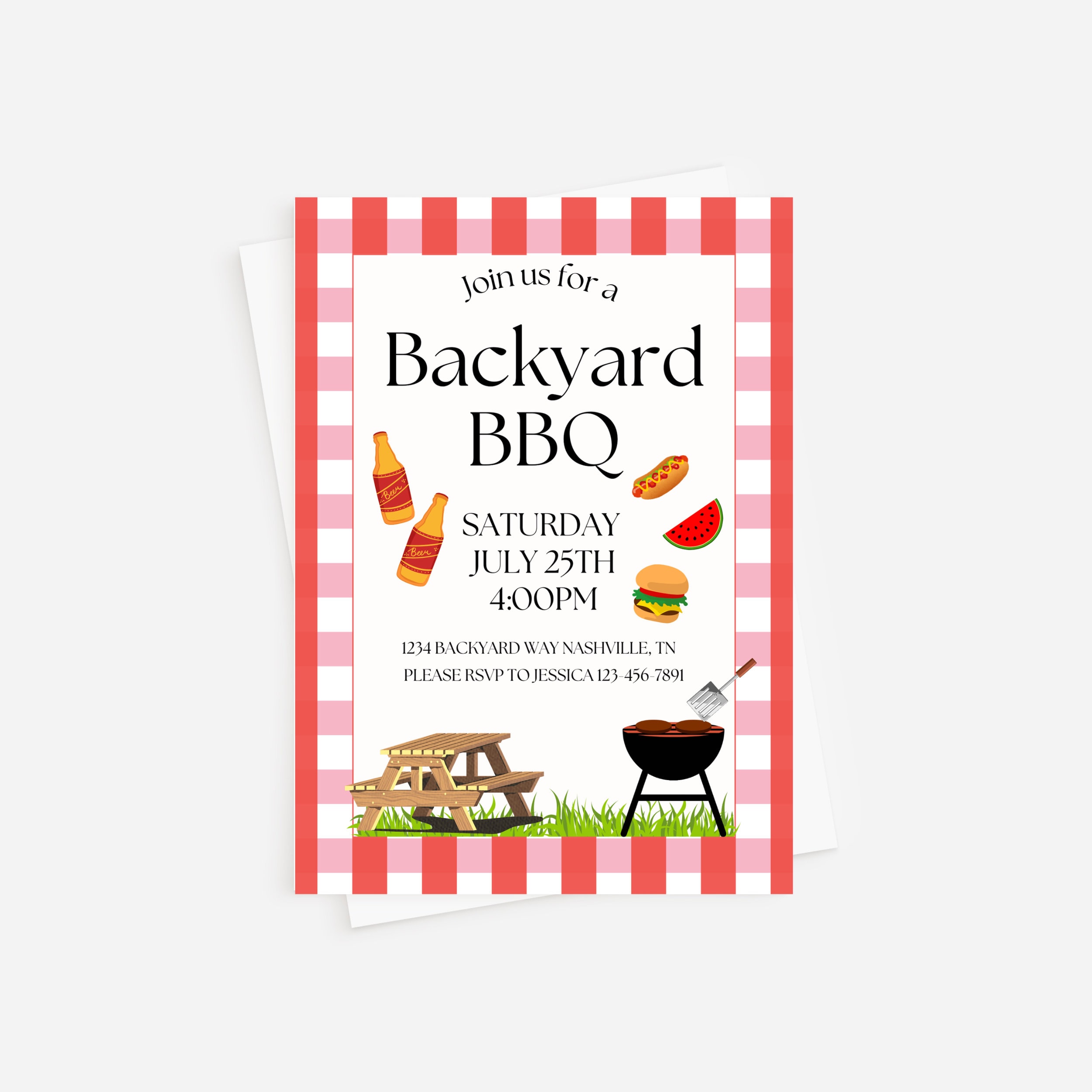 Backyard BBQ Invitation, EDITABLE Backyard Barbecue Party Invitation ...