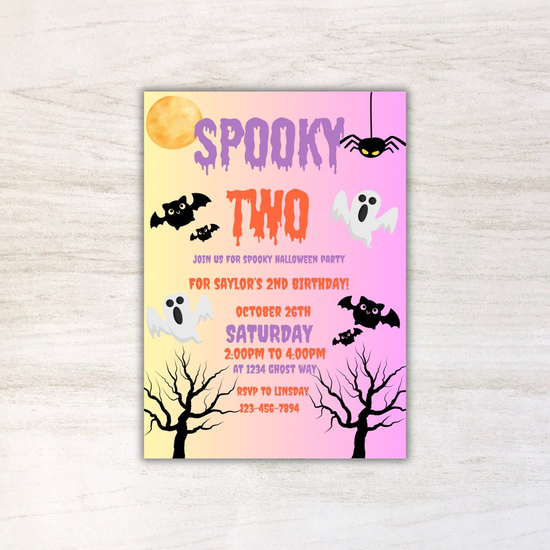 Spooky Two Halloween 2nd Birthday Invitation (digital Download) - Etsy