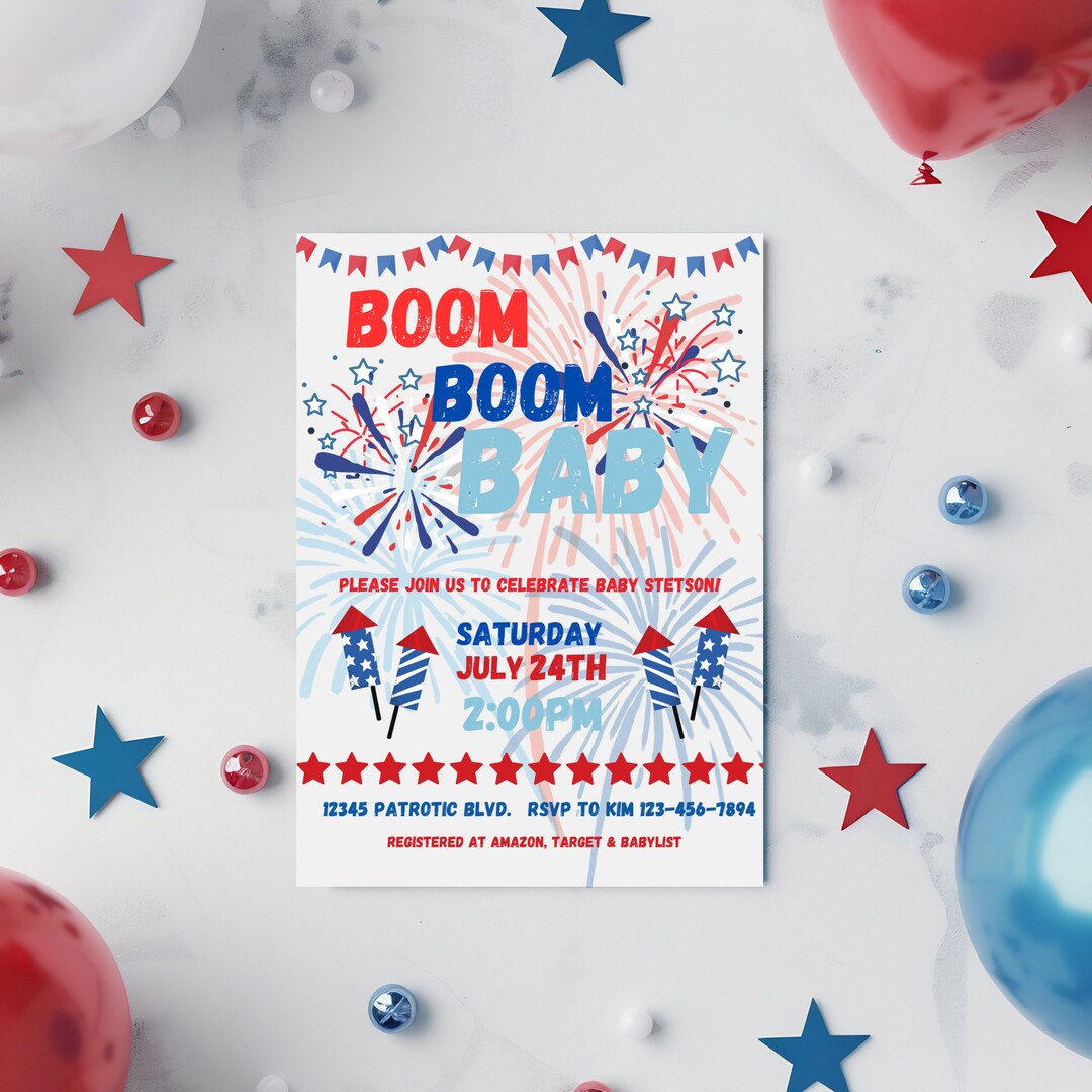 Boom Boom Baby Shower - 5x7 Digital Download Invitation - Editable ...