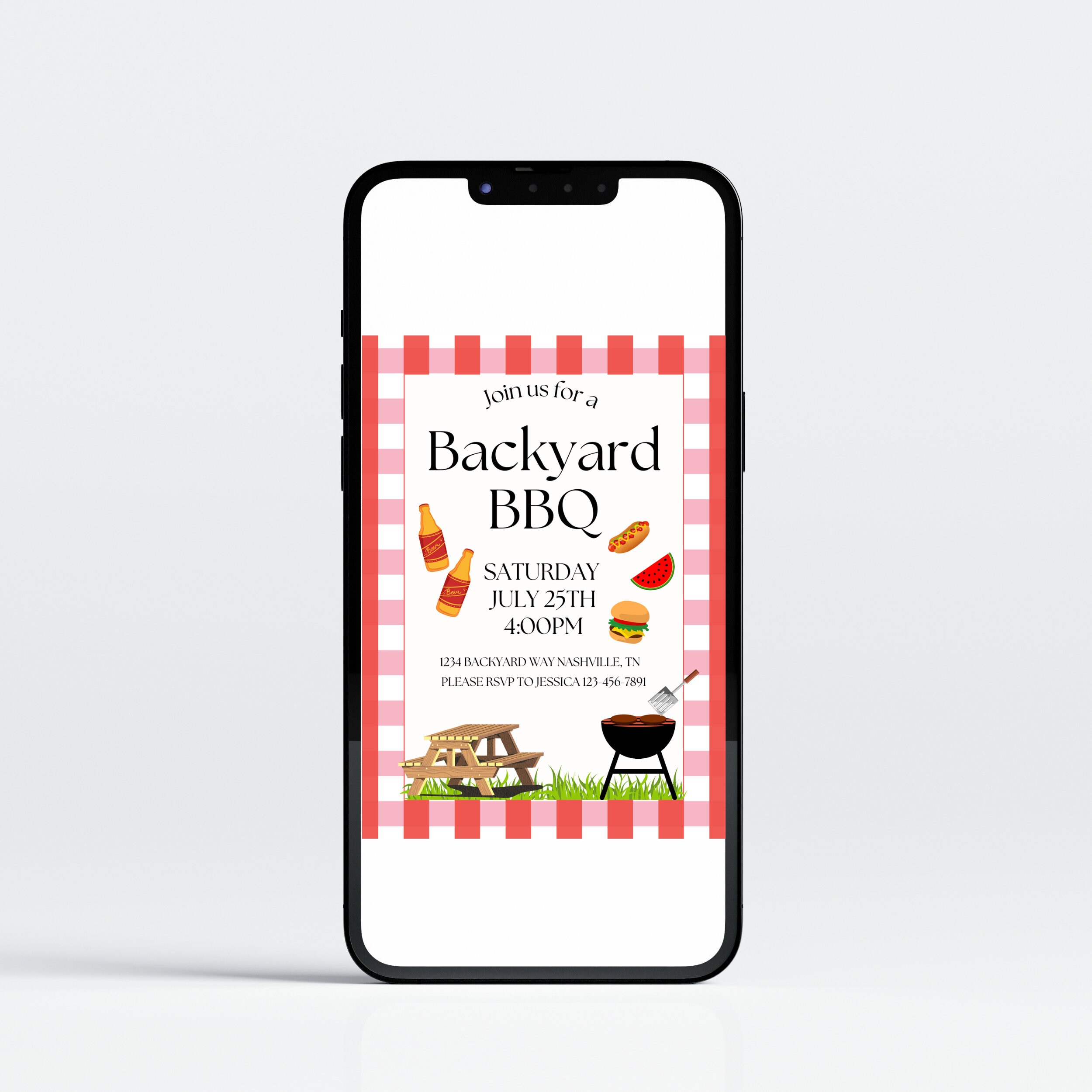 Backyard BBQ Invitation, EDITABLE Backyard Barbecue Party Invitation ...