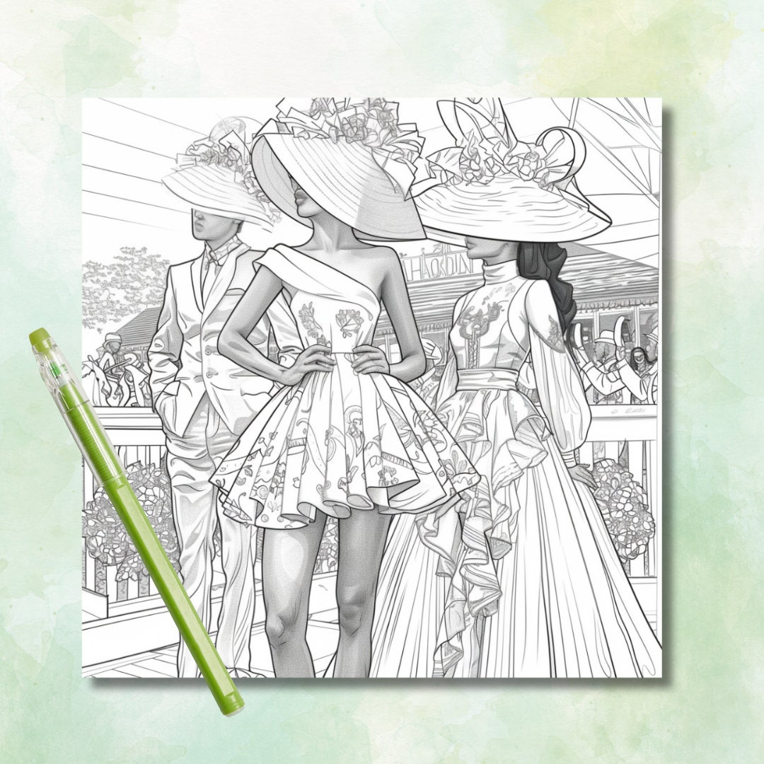 Adult Coloring Page | Kentucky Derby Hats | Instant Download I ...