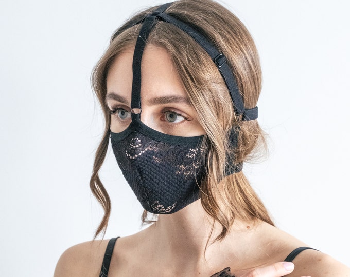 Black Sexy Mask, Lace Face Mask, Sexy Mask, Fetish Face Mask, BDSM Face ...