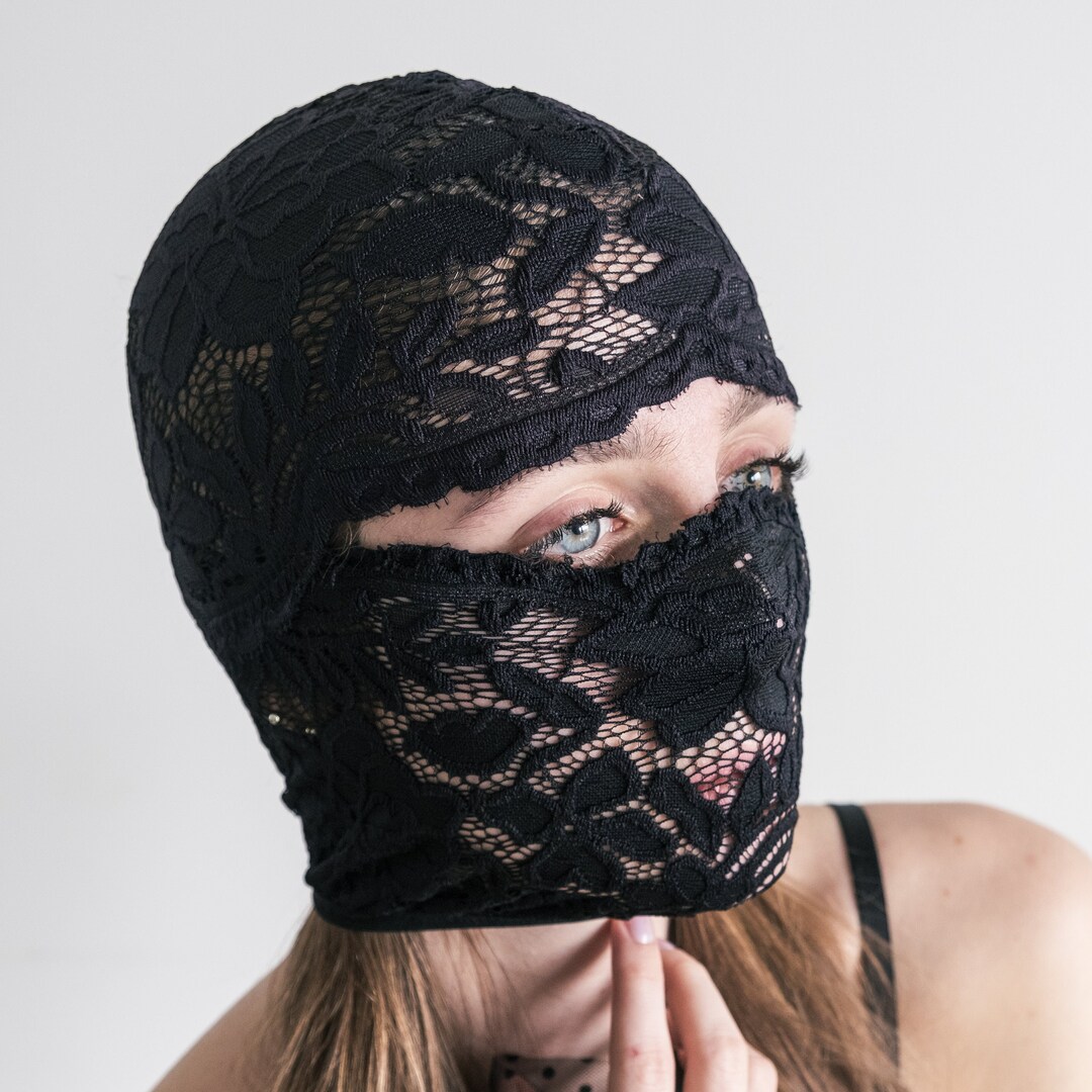 BDSM Mask, Black Lace Balaсlava, Lace Face Mask, Sexy Mask, Fetish Face ...