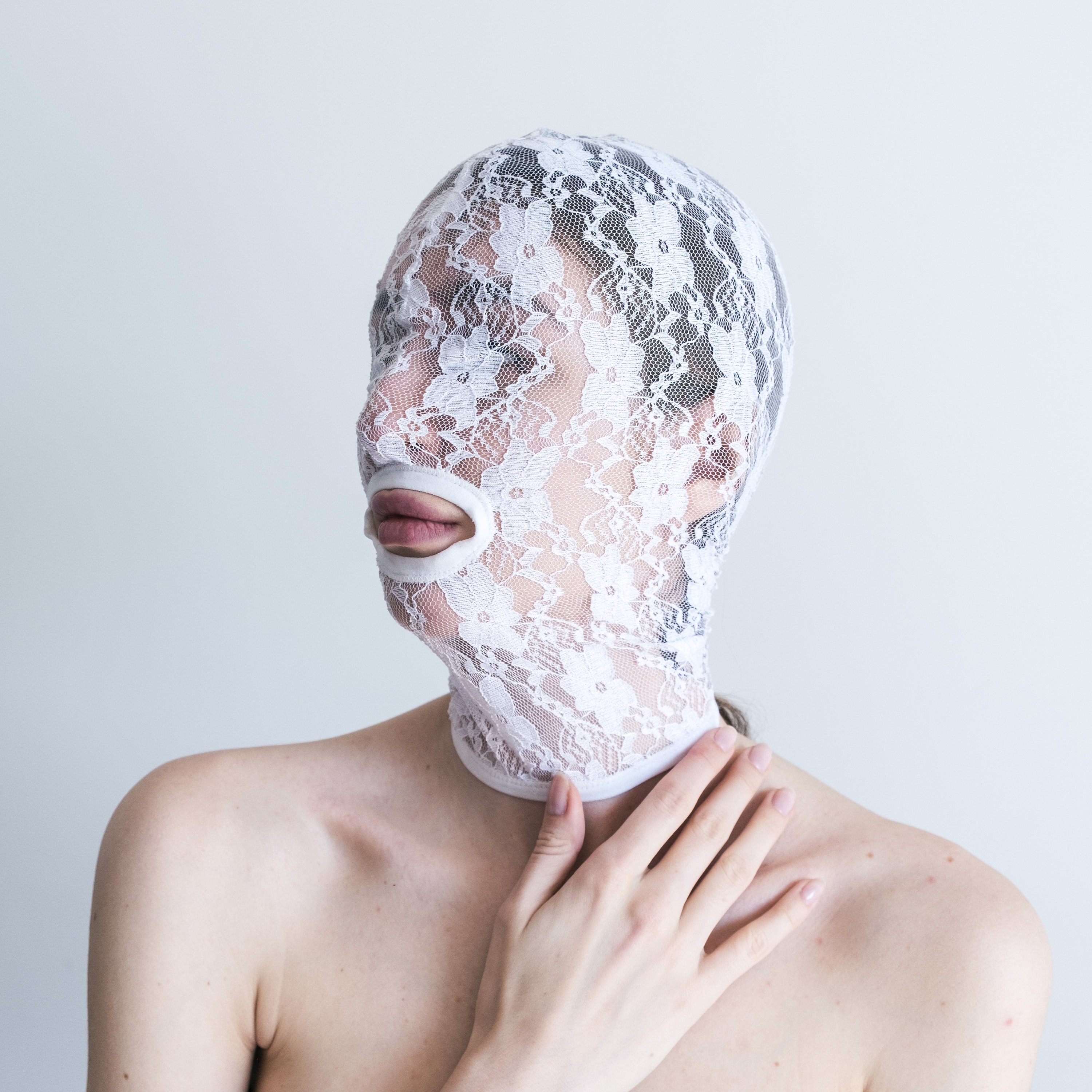 BDSM Mask, White Lace Balaсlava, Lace Face Mask, Sexy Mask, Fetish Face ...