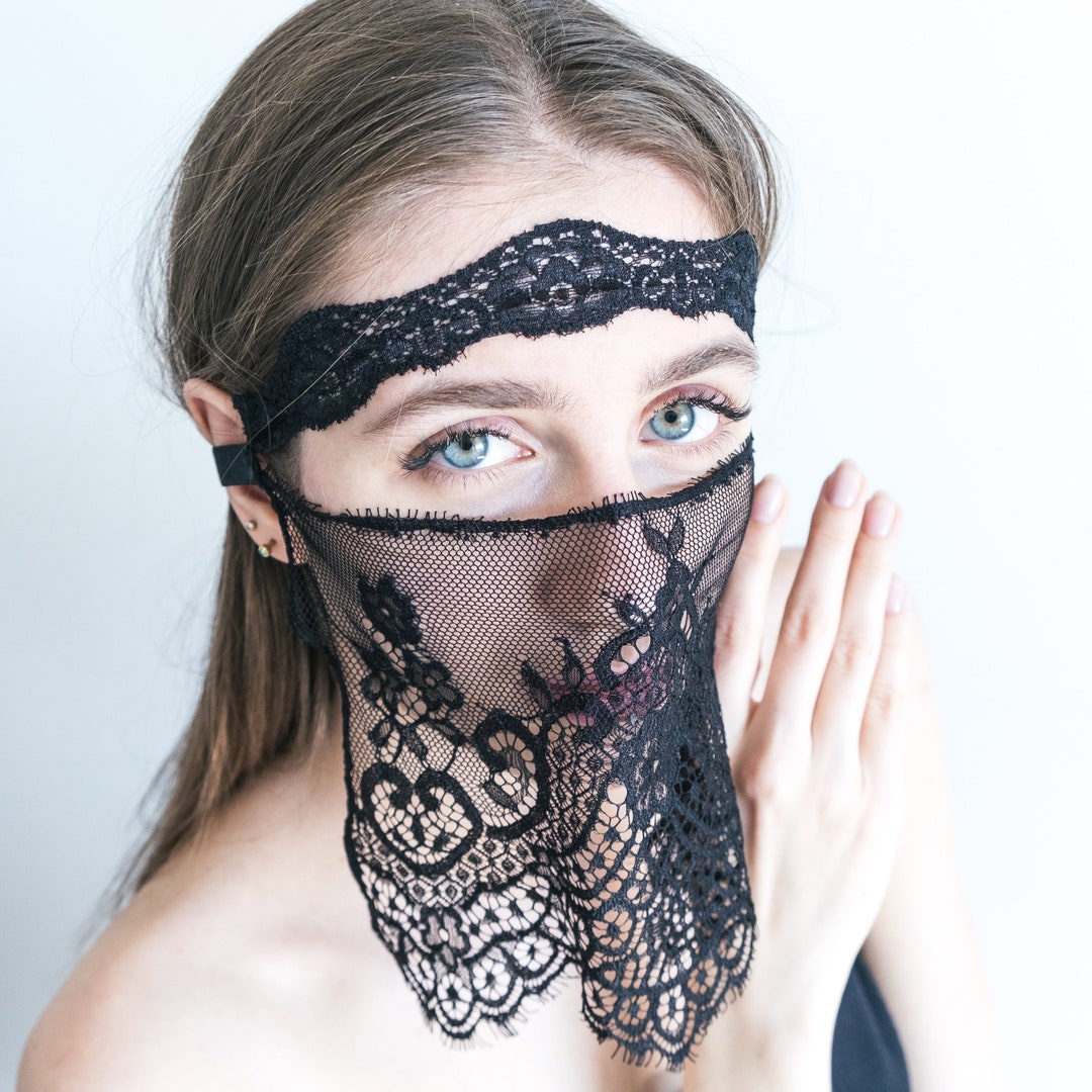 Black Sexy Mask, Lace Face Mask, Sexy Mask, Fetish Face Mask, BDSM Face ...