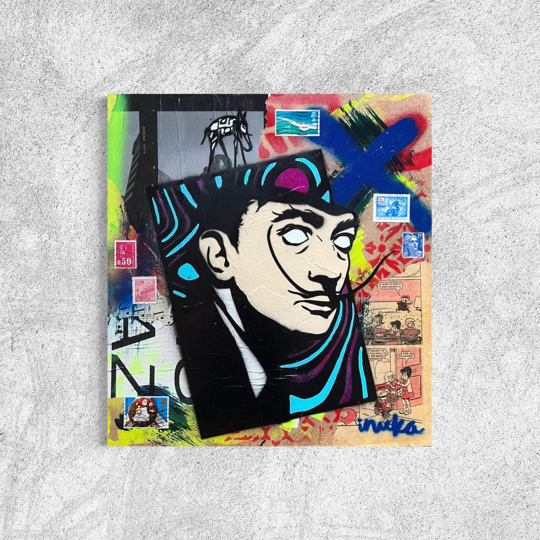 Salvador Dali Trippy Original Painting Street Art Vintage Art Deco One ...