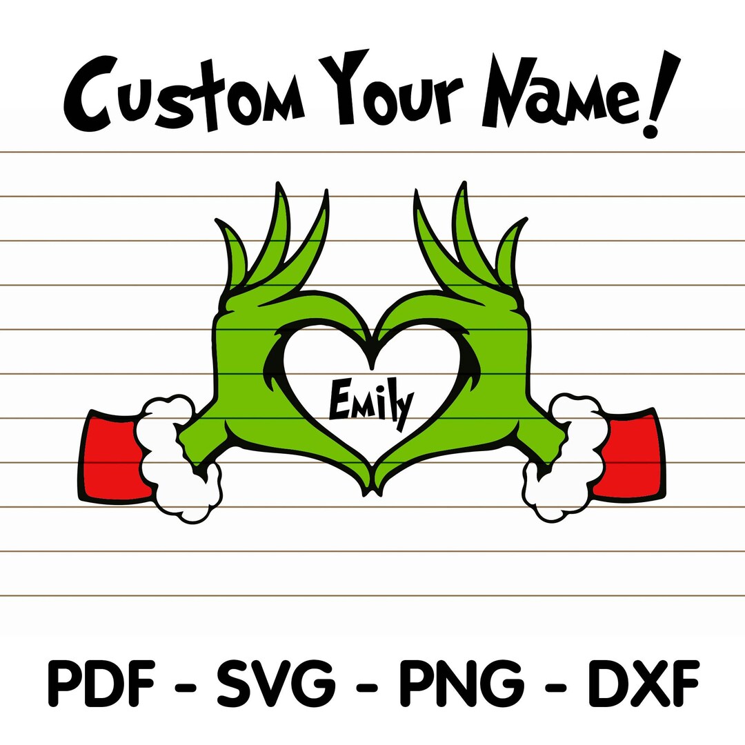 2025 Grinchmas Heart Svg, Custom Name Cricut, Grinch Giving the Finger ...