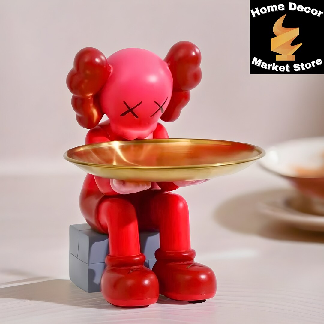 KAWS Hypebeast Creative Luxury Statue Red Gold KAWS Doll Office Desktop ...