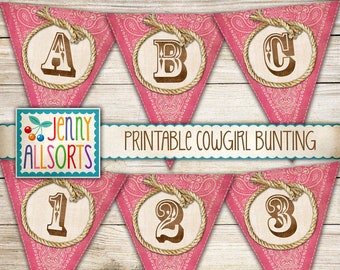 Printable Banner Vintage Western Bandana Pennants Digital | Etsy