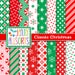 Classic Christmas Digital Scrapbook Paper matching bunting | Etsy