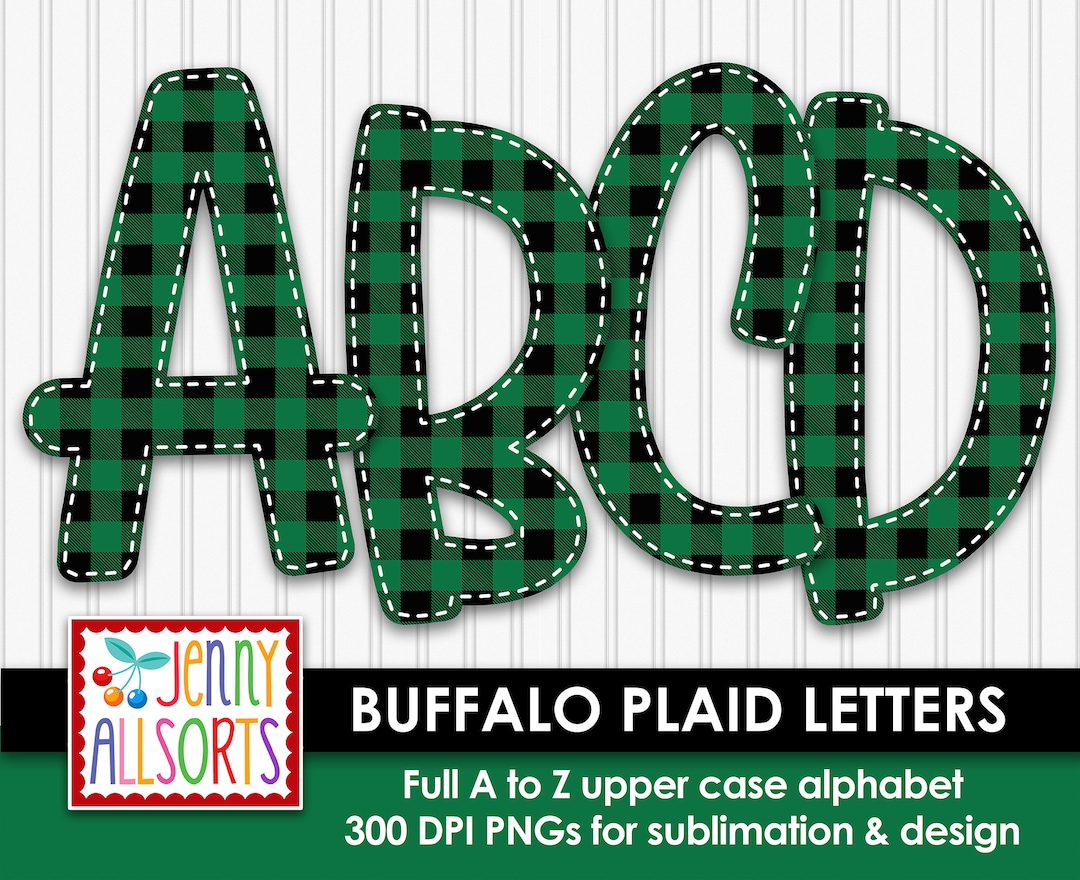 Buffalo Plaid Alphabet for Sublimation & Design, Buffalo Check Digital ...