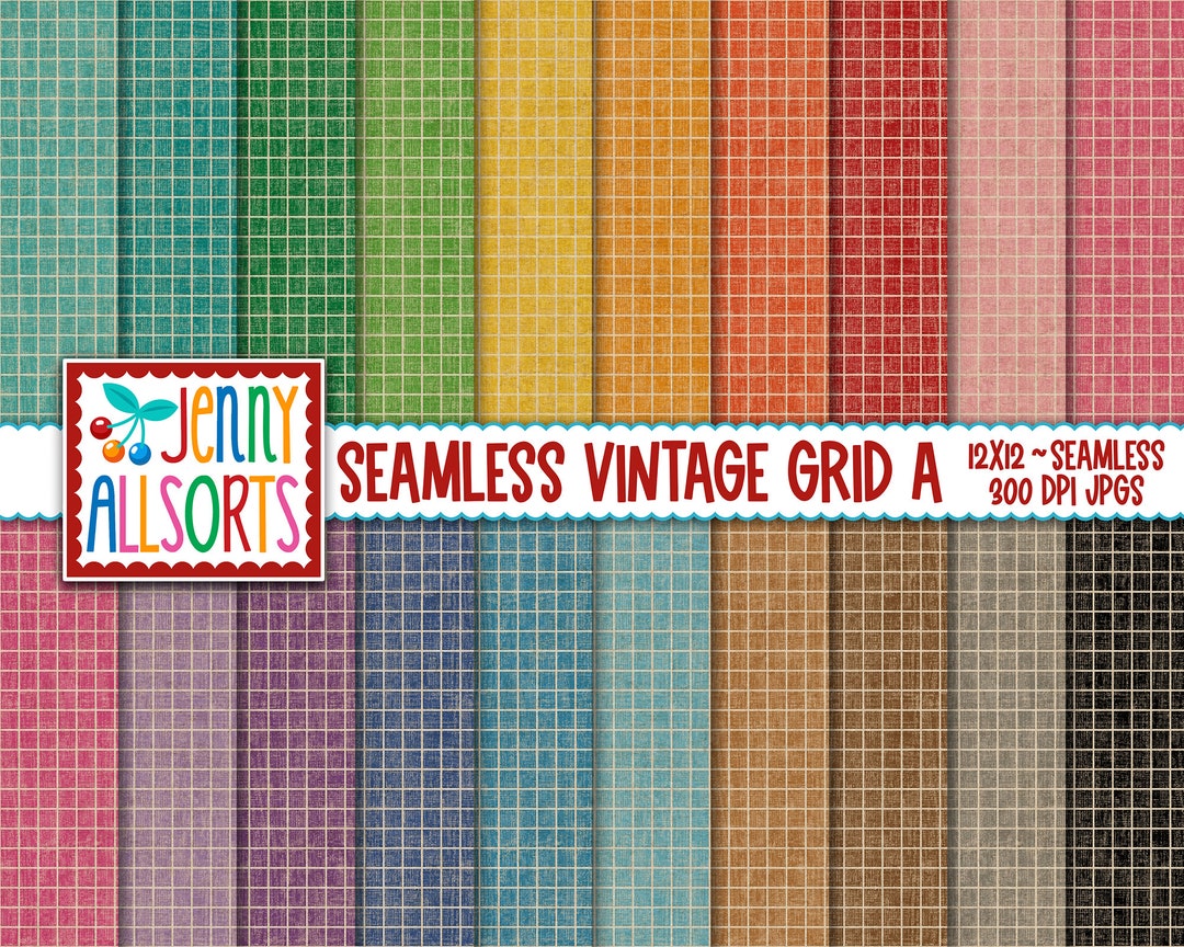 Vintage Grid Digital Papers - Seamless Worn Grid Patterns, Junk Journal ...