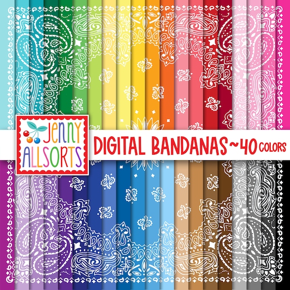 Paisley Bandana Digital Design Paper Bundle 40 Bright - Etsy