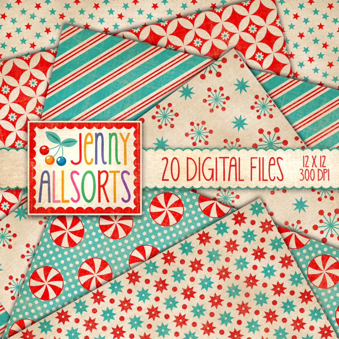 Vintage Christmas Digital Paper Set Clipart 20 Printable - Etsy