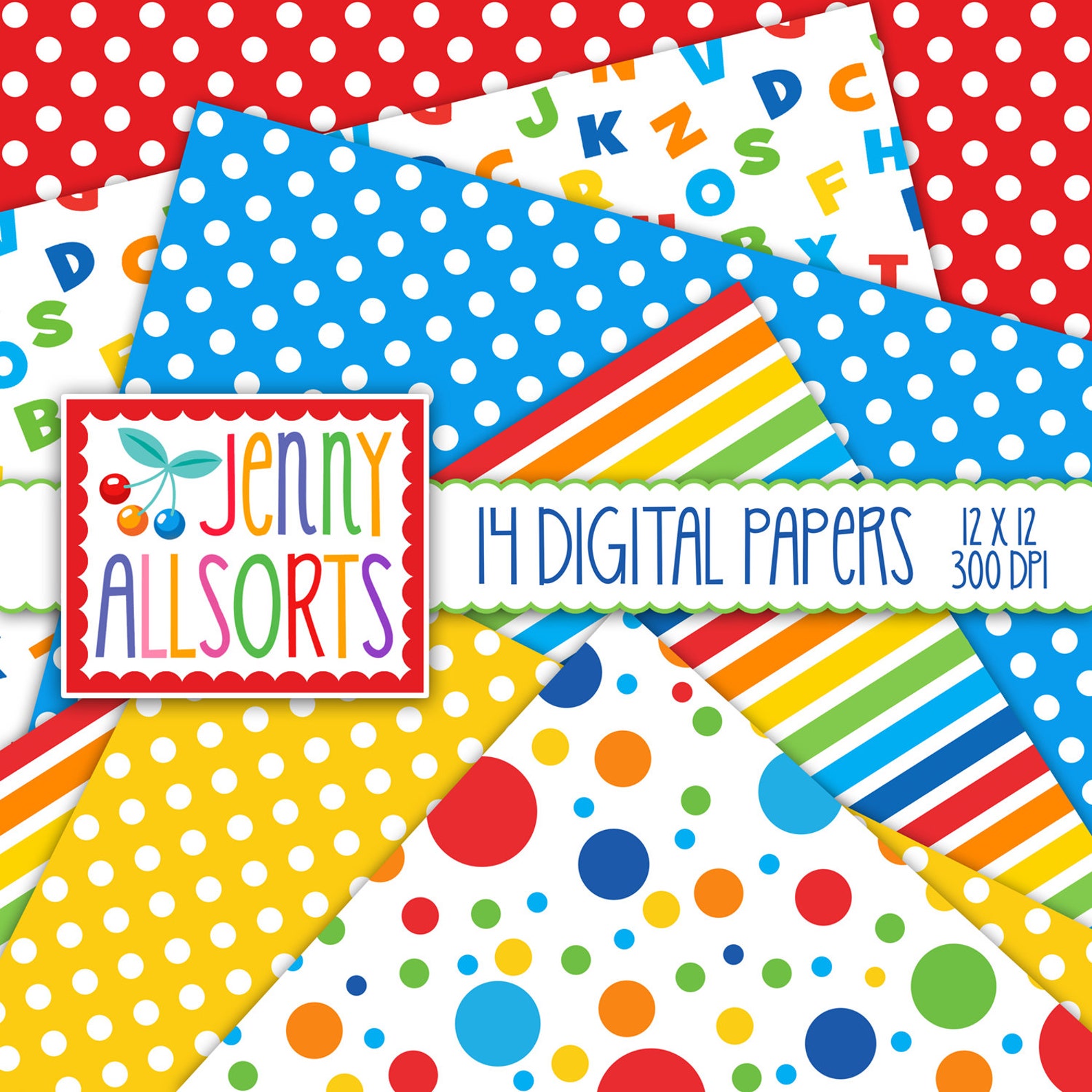 Bundle Primary Color Papers Alphabet Digital Set for - Etsy