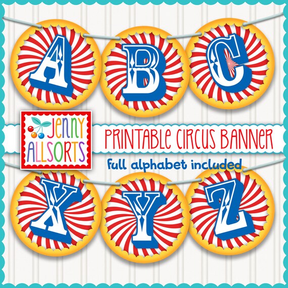 Printable Circus Banner Digital Alphabet Circus Sign DIY - Etsy Singapore