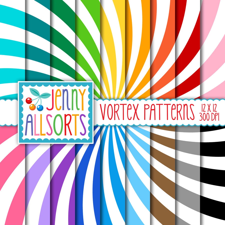 Vortex Pattern Digital Paper Pack - Swirl Design - Hypnotic Pattern ...