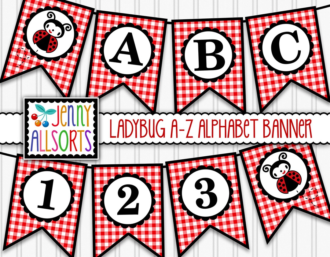 Printable Ladybug A-Z Pennants - Digital Lady Bug Alphabet Banner, Baby ...