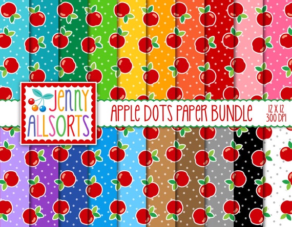 Apple Dots Digital Paper Pack 20 Colors Red Apples on Dots | Etsy