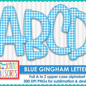Blue Gingham Digital Alphabet for Sublimation & Design, 10" Digital ...