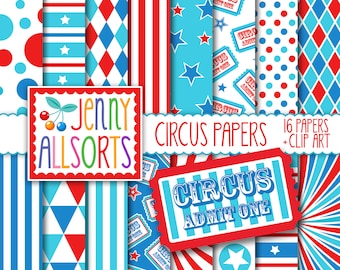Circus Digital Paper & Clipart Printable Graphic Design | Etsy
