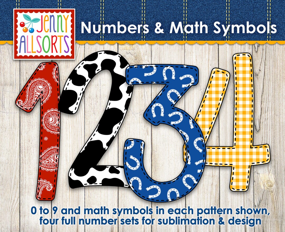 Western Cowboy Number Bundle II for Sublimation & Design, Math Symbols ...