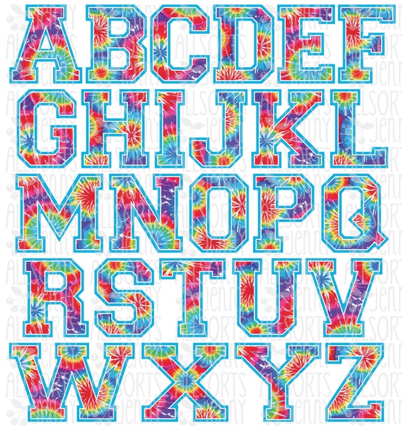 Tie Die Alphabet Clipart