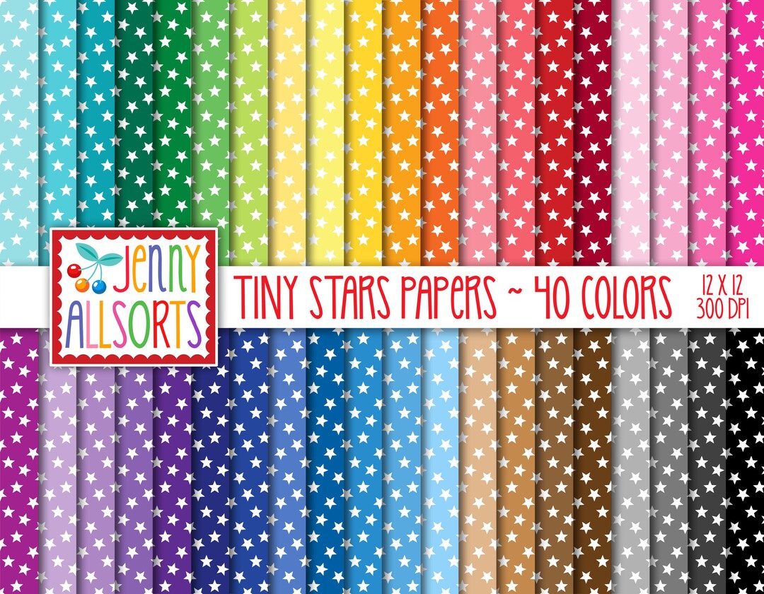 Stars Digital Paper Pack - 40 Color Bundle, Instant Download, Printable ...