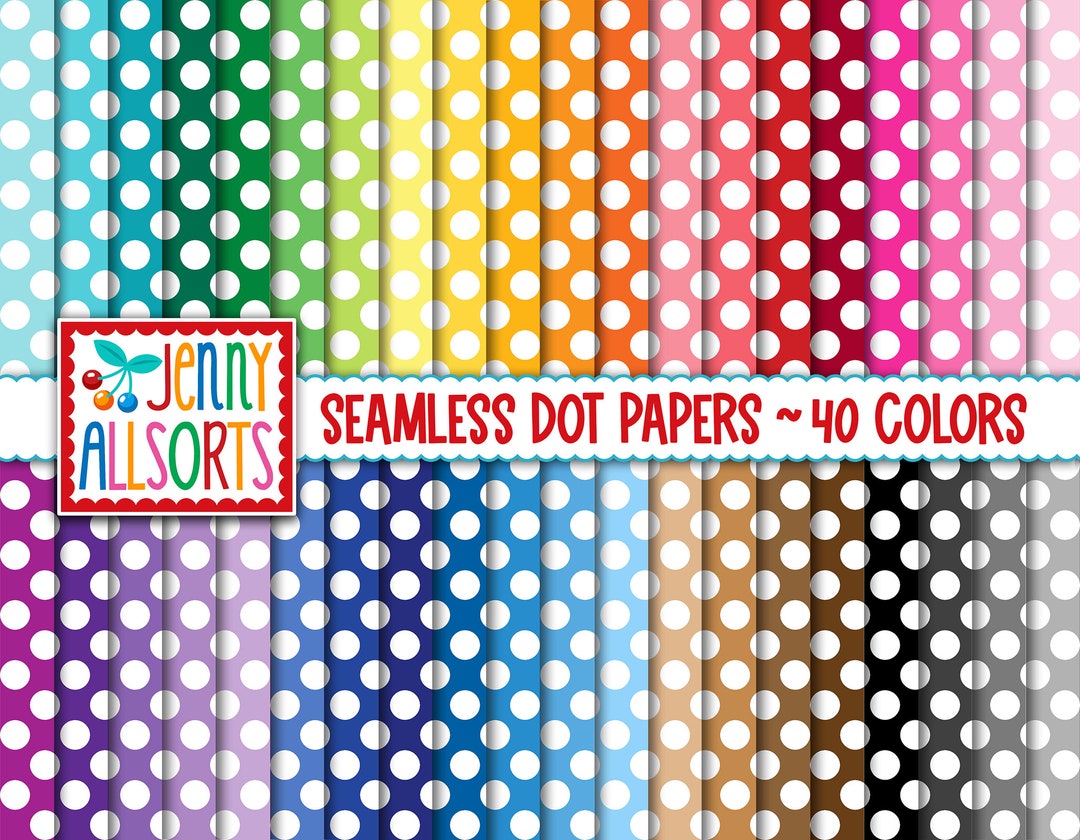 Seamless Polka Dot Digital Paper - 40 Colors Digital Backgrounds ...