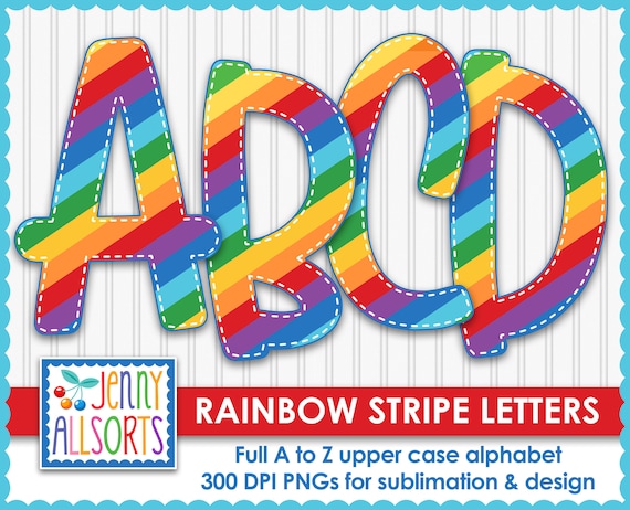 Rainbow Stripe Alphabet for Sublimation & Design 10 | Etsy