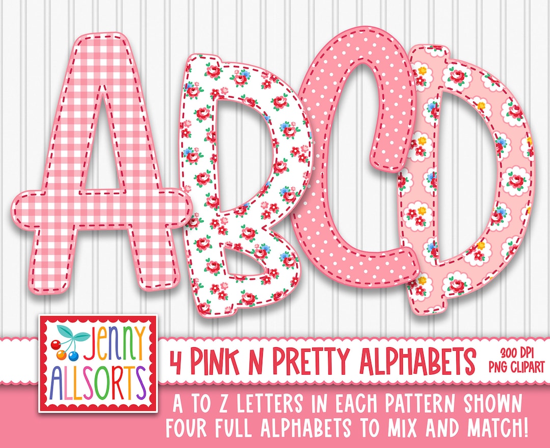 Pink N Pretty 4-alphabet Bundle for Sublimation & Design, Girly Digital ...