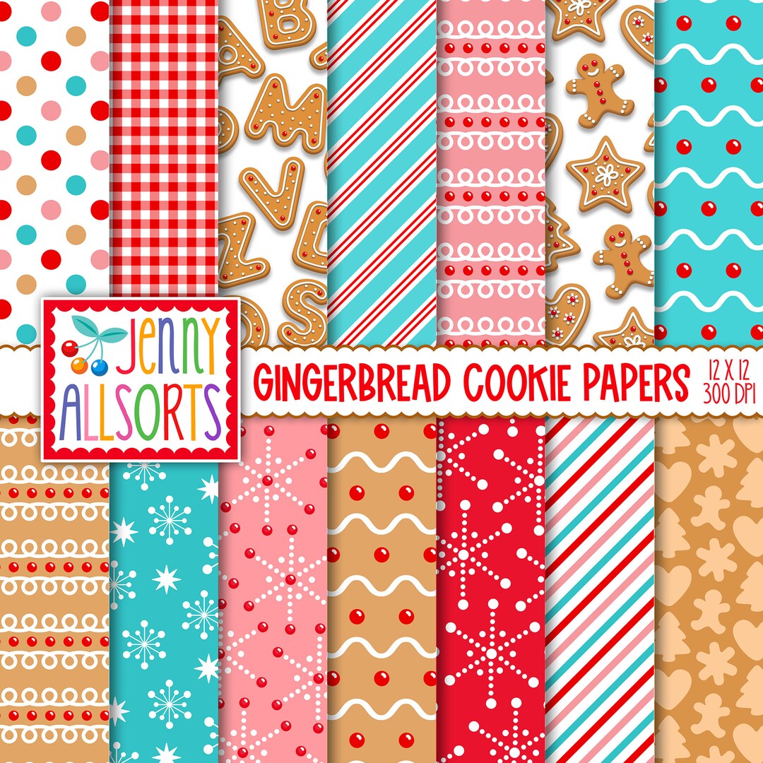 Digital Paper ~ Christmas Gingerbread Cookies, Printable Christmas ...