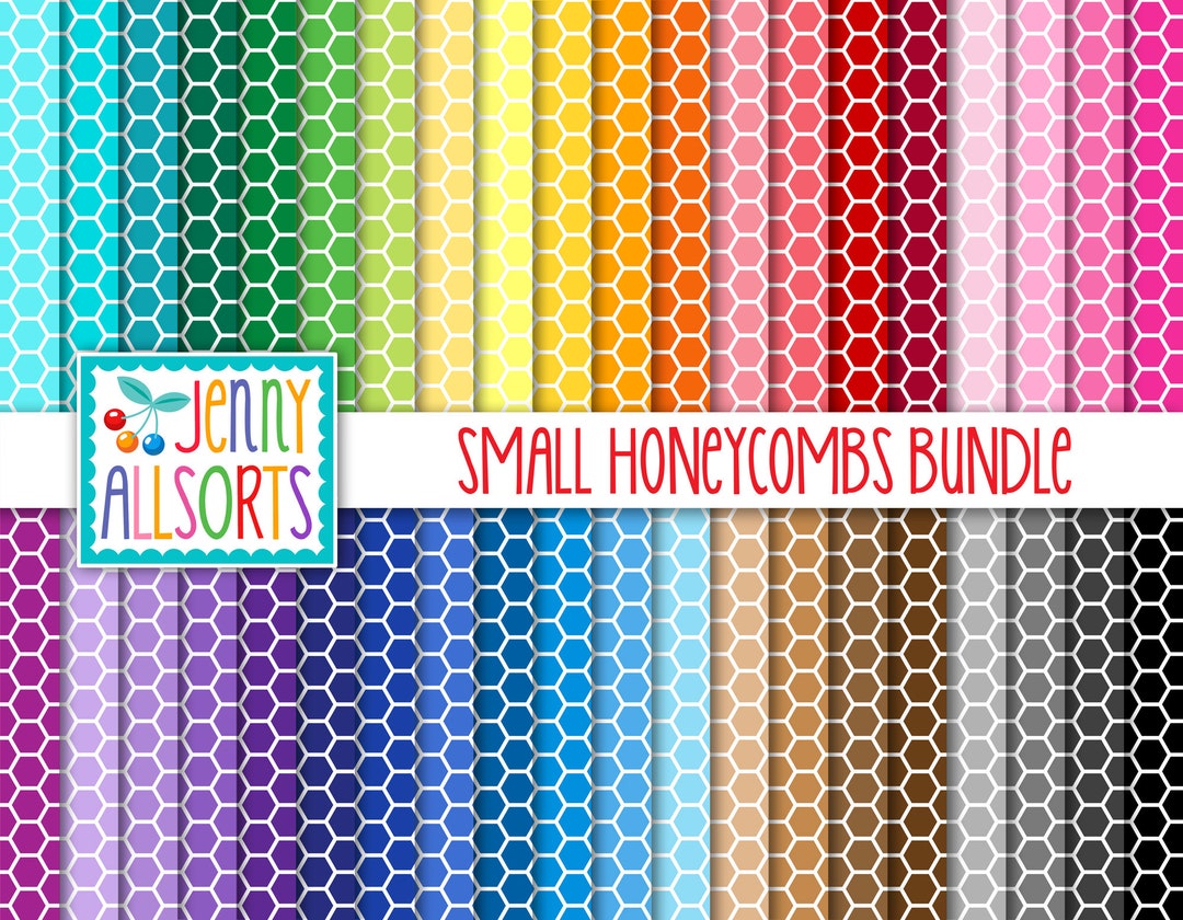 Small Honeycombs Digital Paper Pack - 40 Color Bundle, Instant Download ...