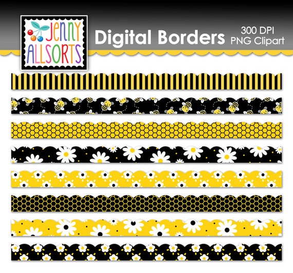 Honey Bee Borders Digital Clip Art Graphic Download Clipart - Etsy