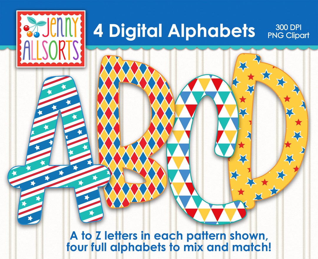 Circus 4-alphabet Bundle for Sublimation & Design, Carnival Theme ...