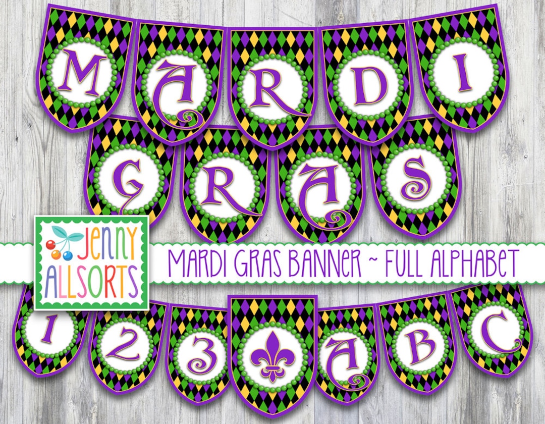 Mardi Gras Pennants - Printable Digital Mardi Gras Banner, Printable ...