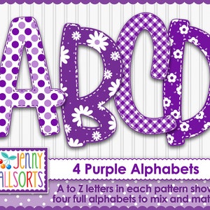 Purple 4-alphabet Bundle for Sublimation & Design, Cute Digital Alpha ...
