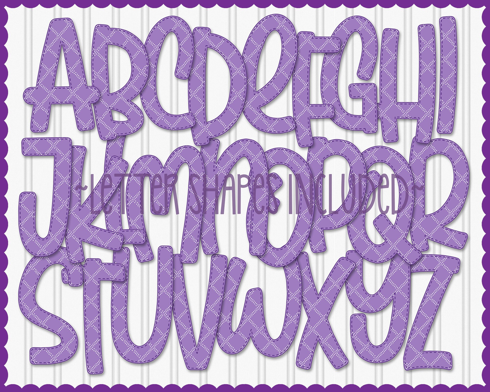 Purple 4-alphabet Bundle for Sublimation & Design, Cute Digital Alpha ...
