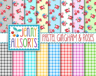 Bright Pastel Gingham Digital Paper and Background Images - Etsy
