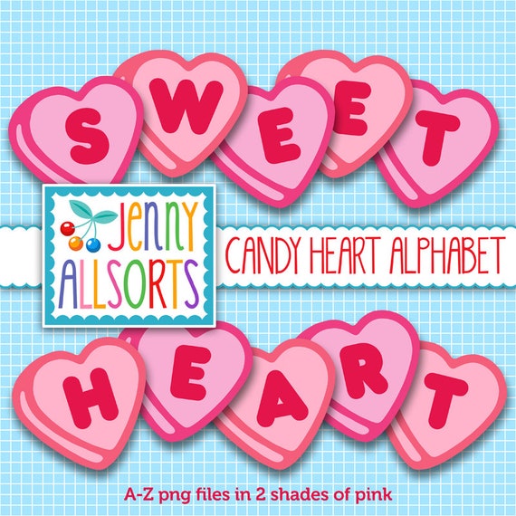 Candy Hearts Alphabet Clipart Valentine Letters Pink | Etsy