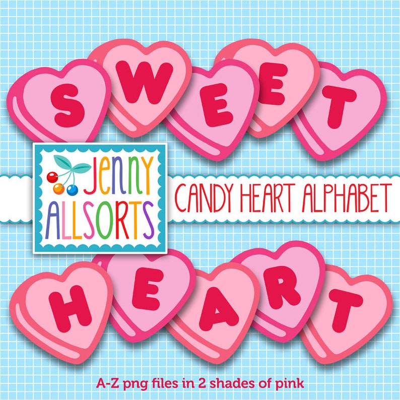 Candy Hearts Alphabet Clipart Valentine Letters Pink | Etsy