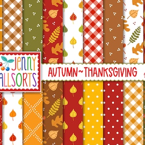 Thanksgiving & Autumn Digital Scrapbook Paper, Printable Fall Holiday ...