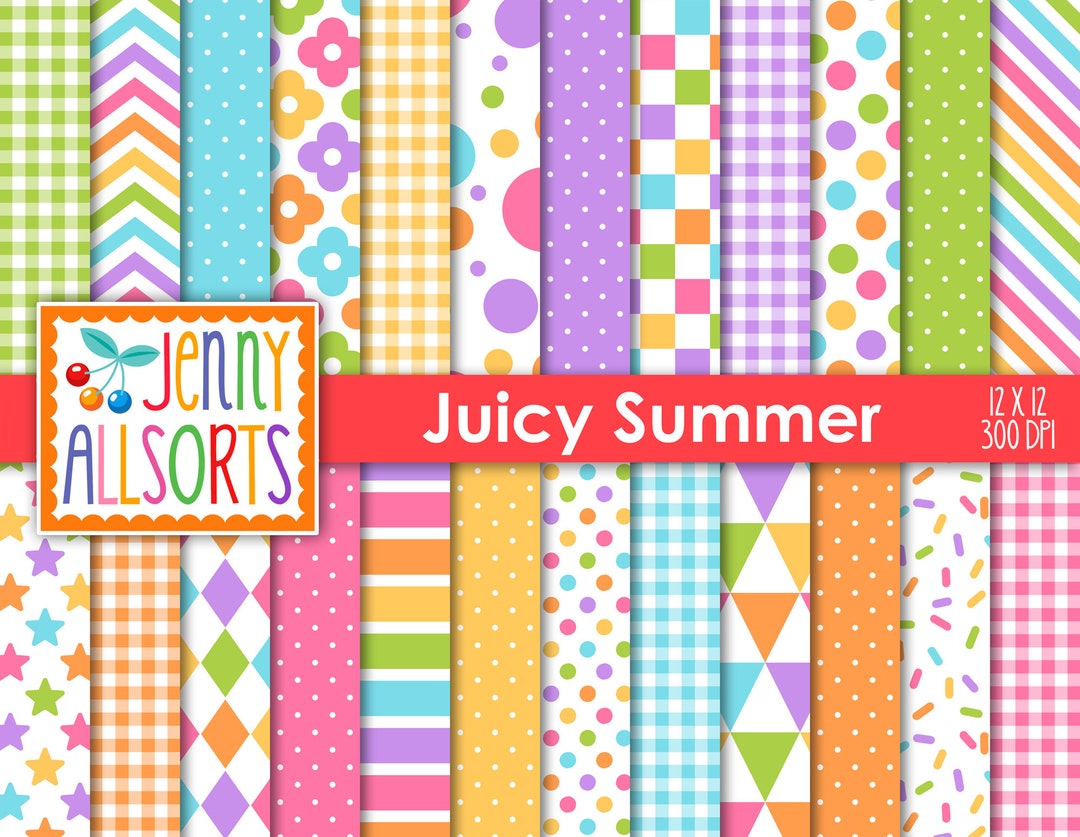 Juicy Summer Colors Digital Paper Pack - Spring Pastels Modern Design ...