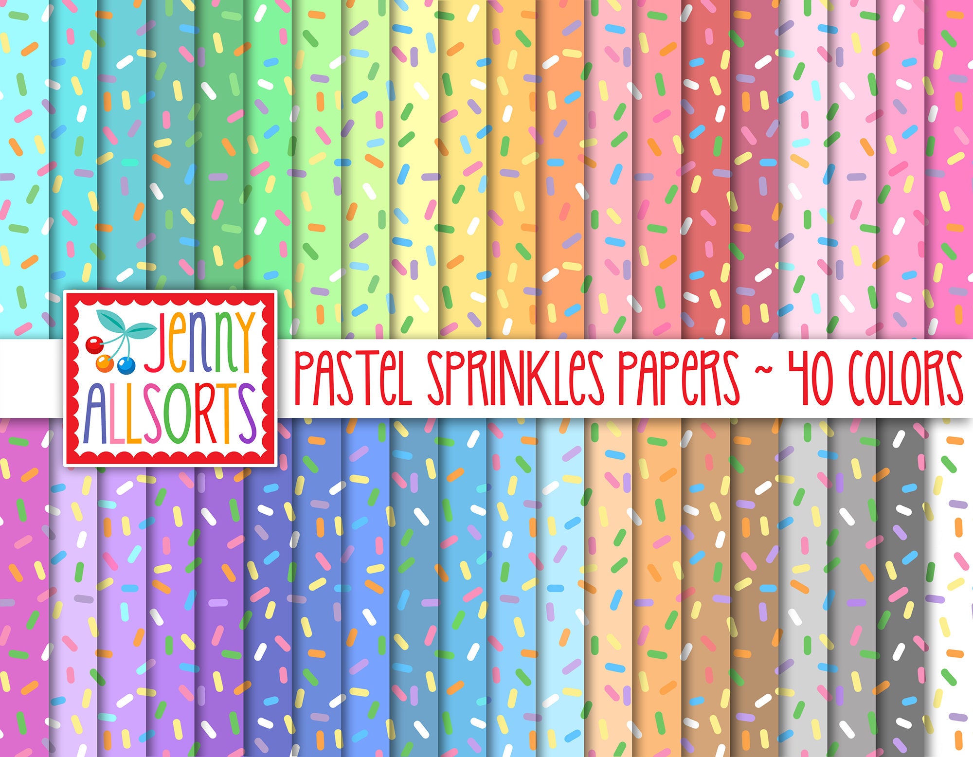 Pastel Sprinkles Digital Paper Pack 40 Color Bundle | Etsy