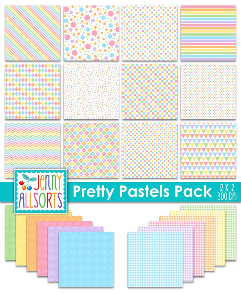 Pretty Pastels Digital Paper - Baby Pastels Modern Design Backgrounds ...