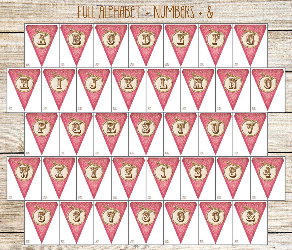 Cowgirl Vintage Bandana Banner Printable - Digital Cowboy Alphabet ...
